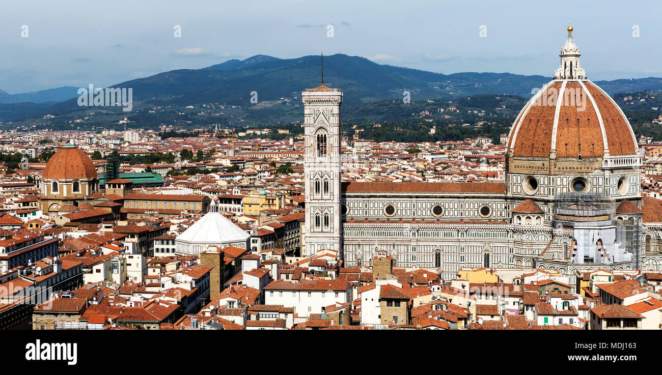 Panorama of the city of Florence with Florence Cathedral, it's dome and ...
