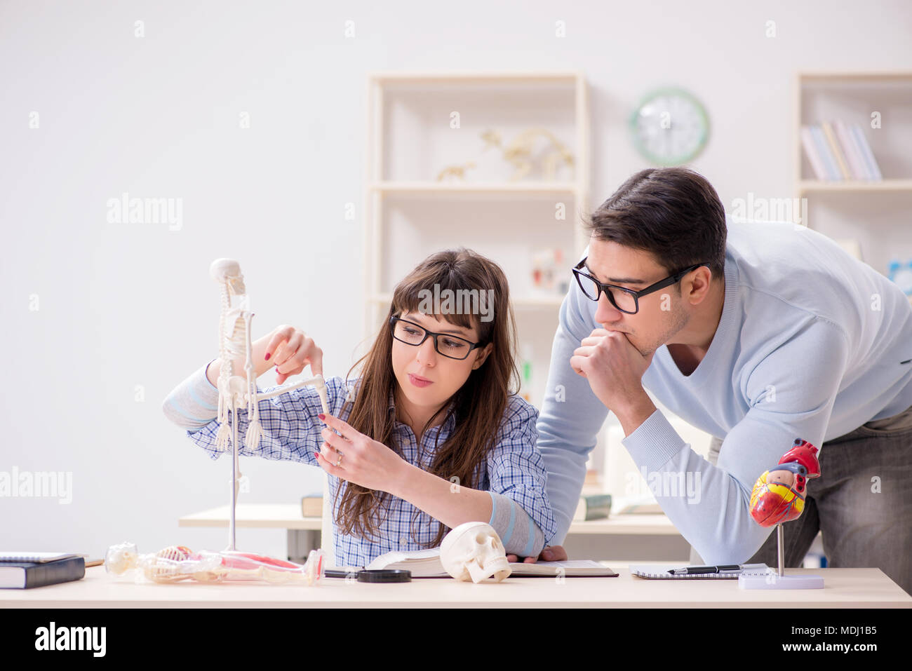 Two medical students studying in classroom Stock Photo - Alamy