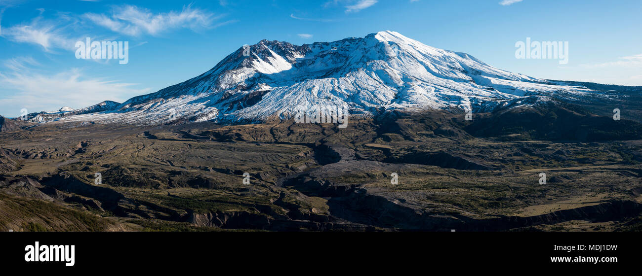 Autumn snow caps Mount St. Helens, an active volcano; Toutle ...