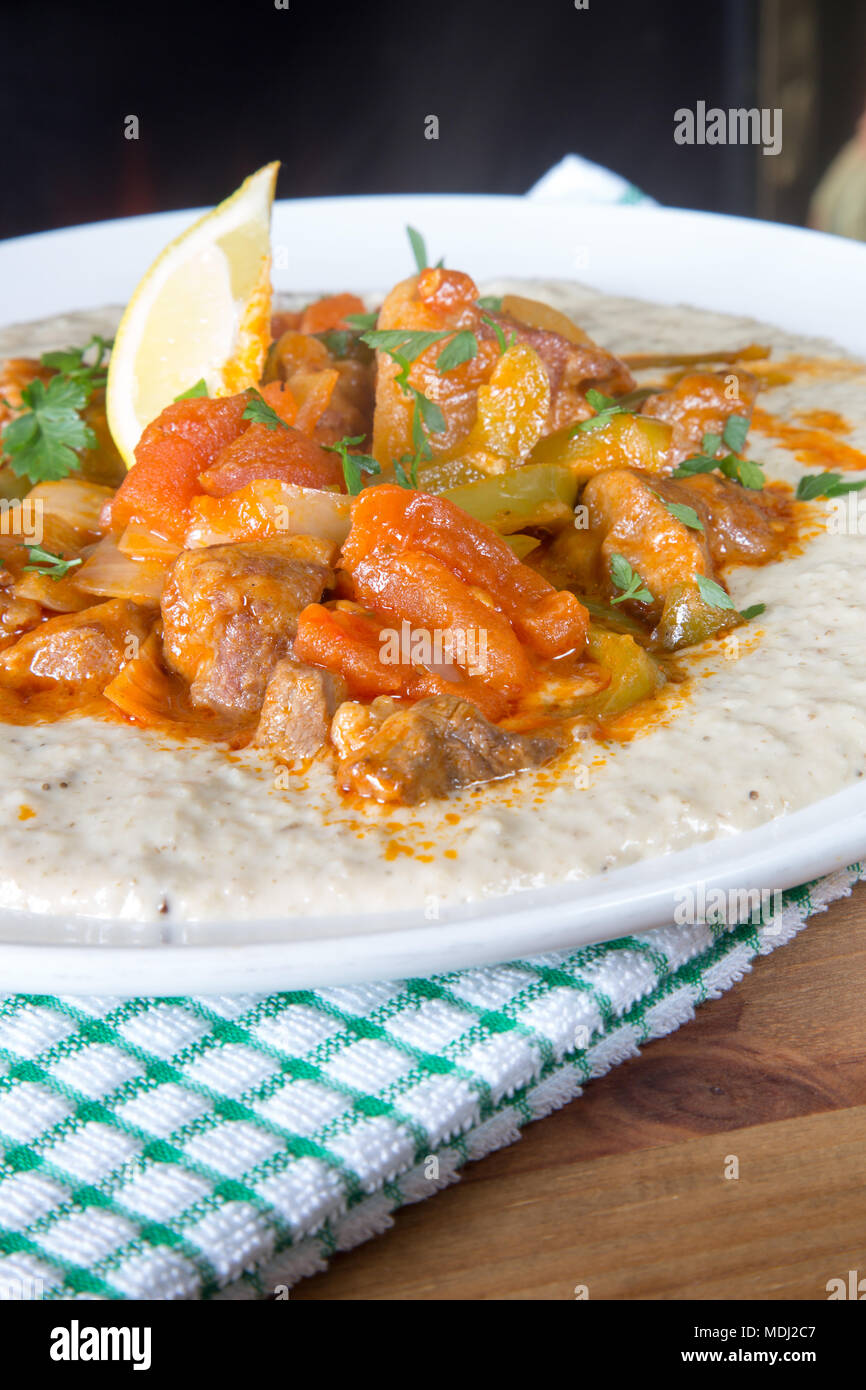 A traditional Turkish dish of Hunkar begendi tarifi, rich Lamb stew ...