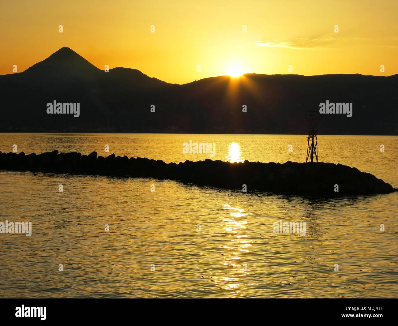 Sunset at the promenade. Heraklion, Crete, Greece Stock Photo - Alamy