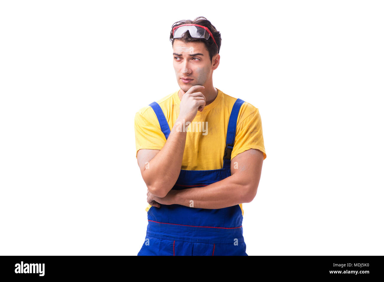 Contractor employee isolated on white background Stock Photo - Alamy