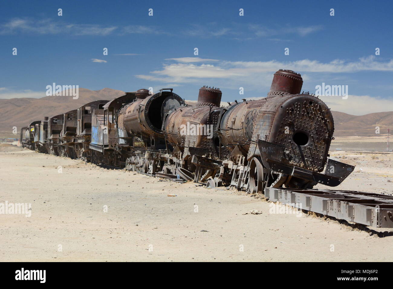 Abandoned train at Train cemetery. Uyuni. Bolivia Stock Photo - Alamy