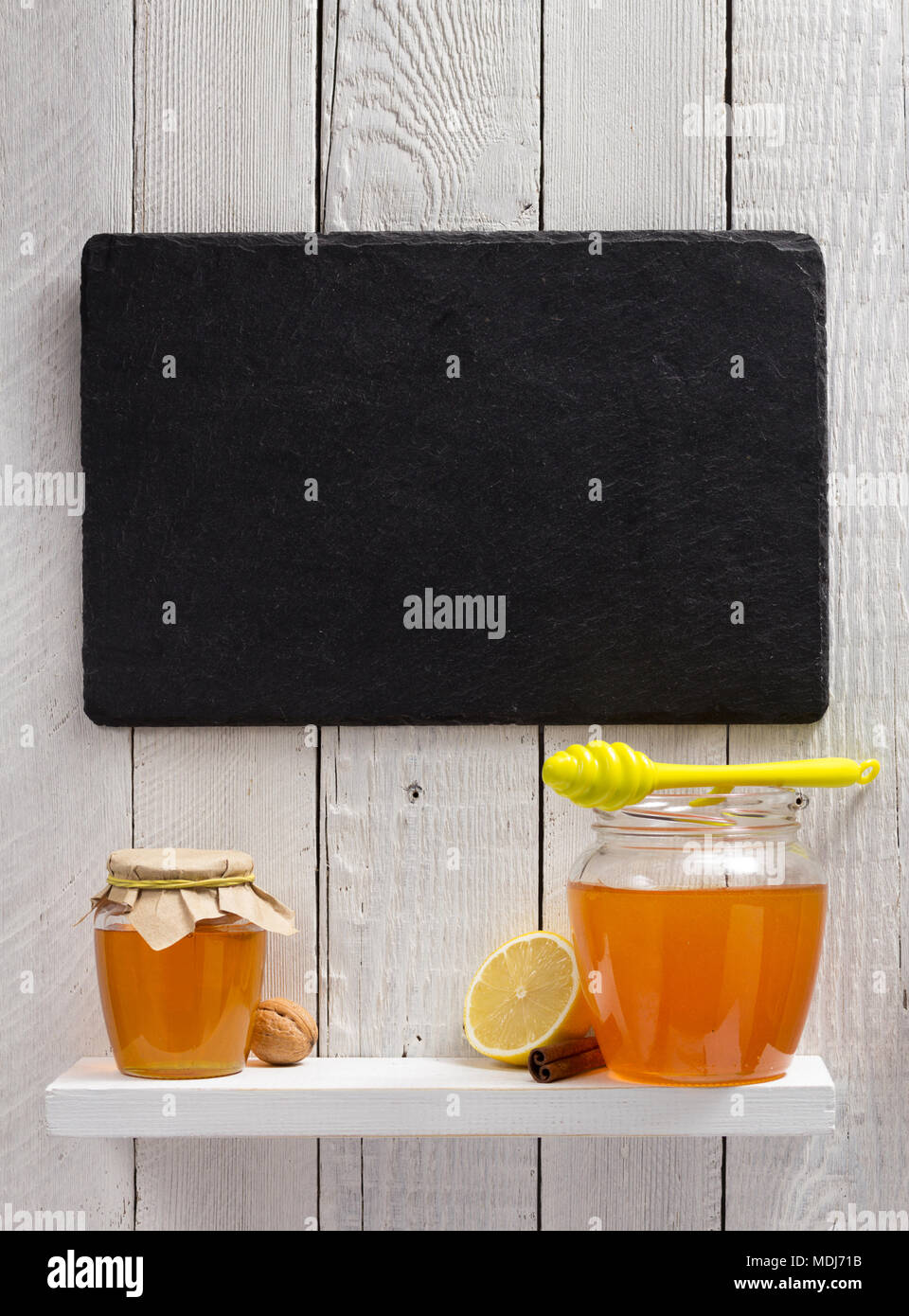 healthy food on wooden table background Stock Photo - Alamy