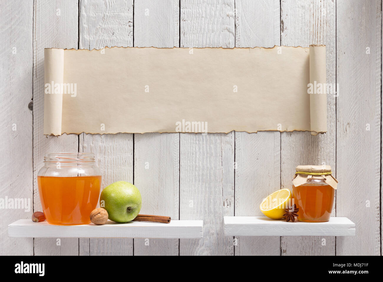 healthy food on wooden table background Stock Photo - Alamy
