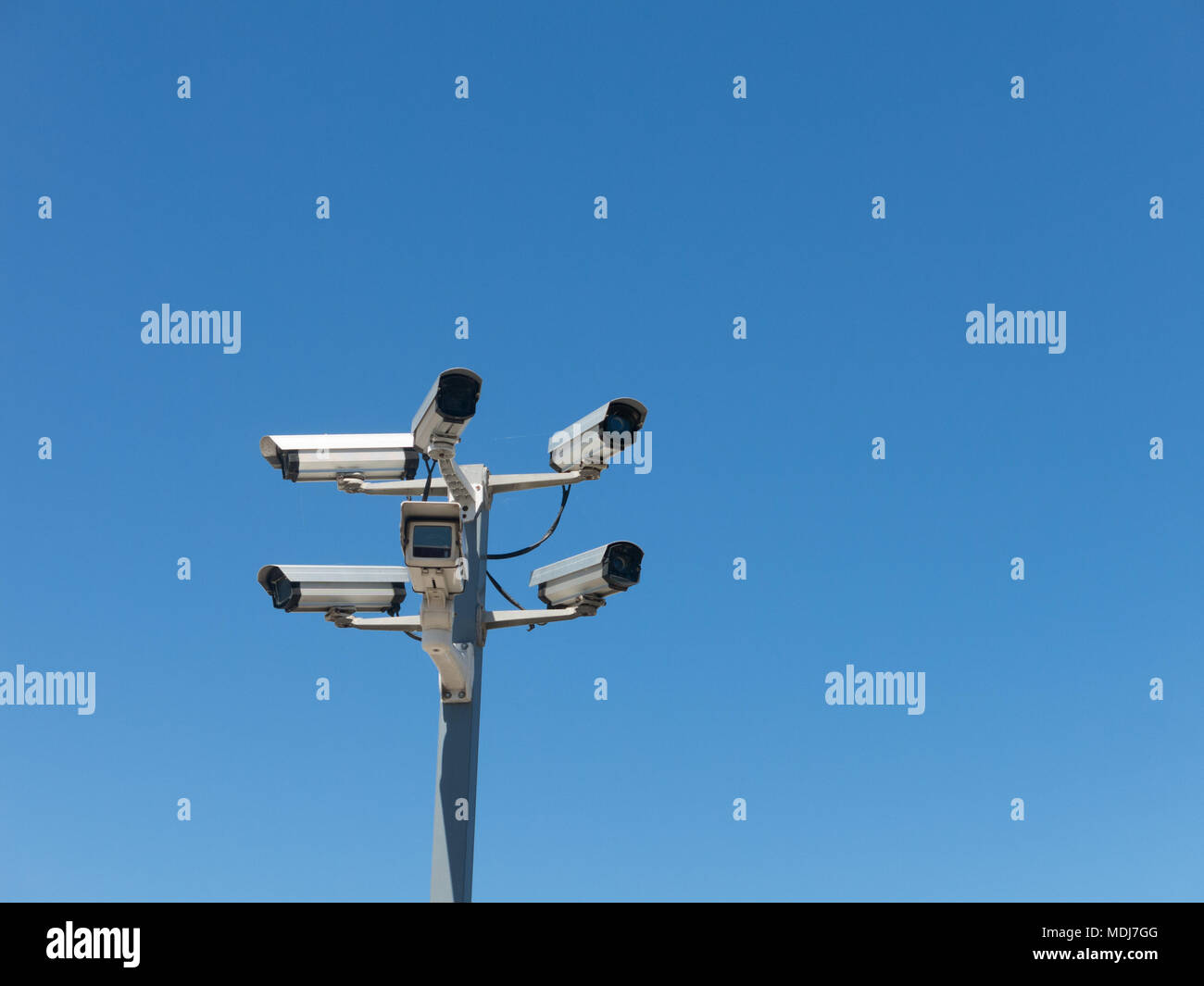 Image with various video surveillance cameras. Six cctv security ...