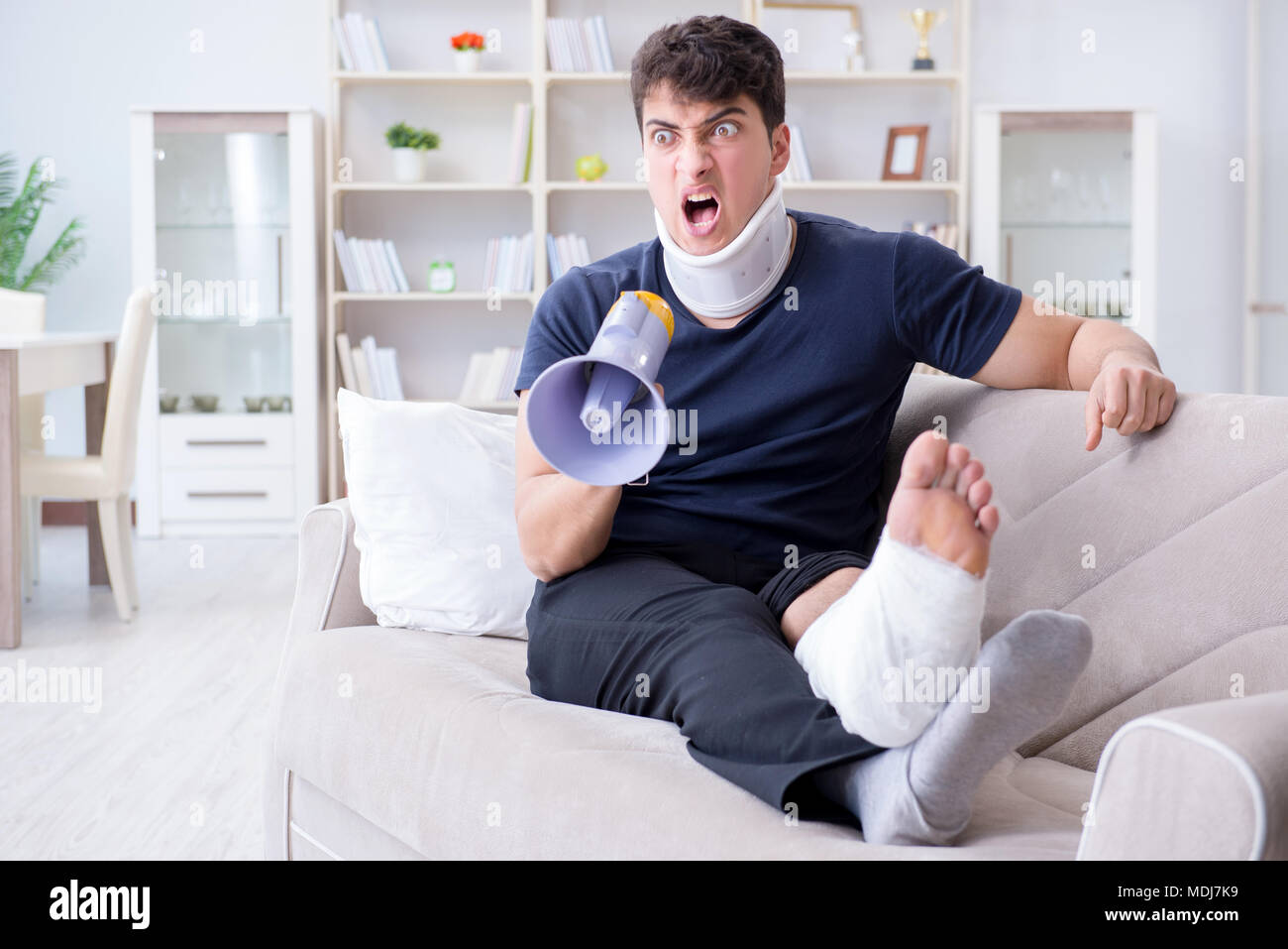Man injured in car crash recovering at home from whiplash injury and ...