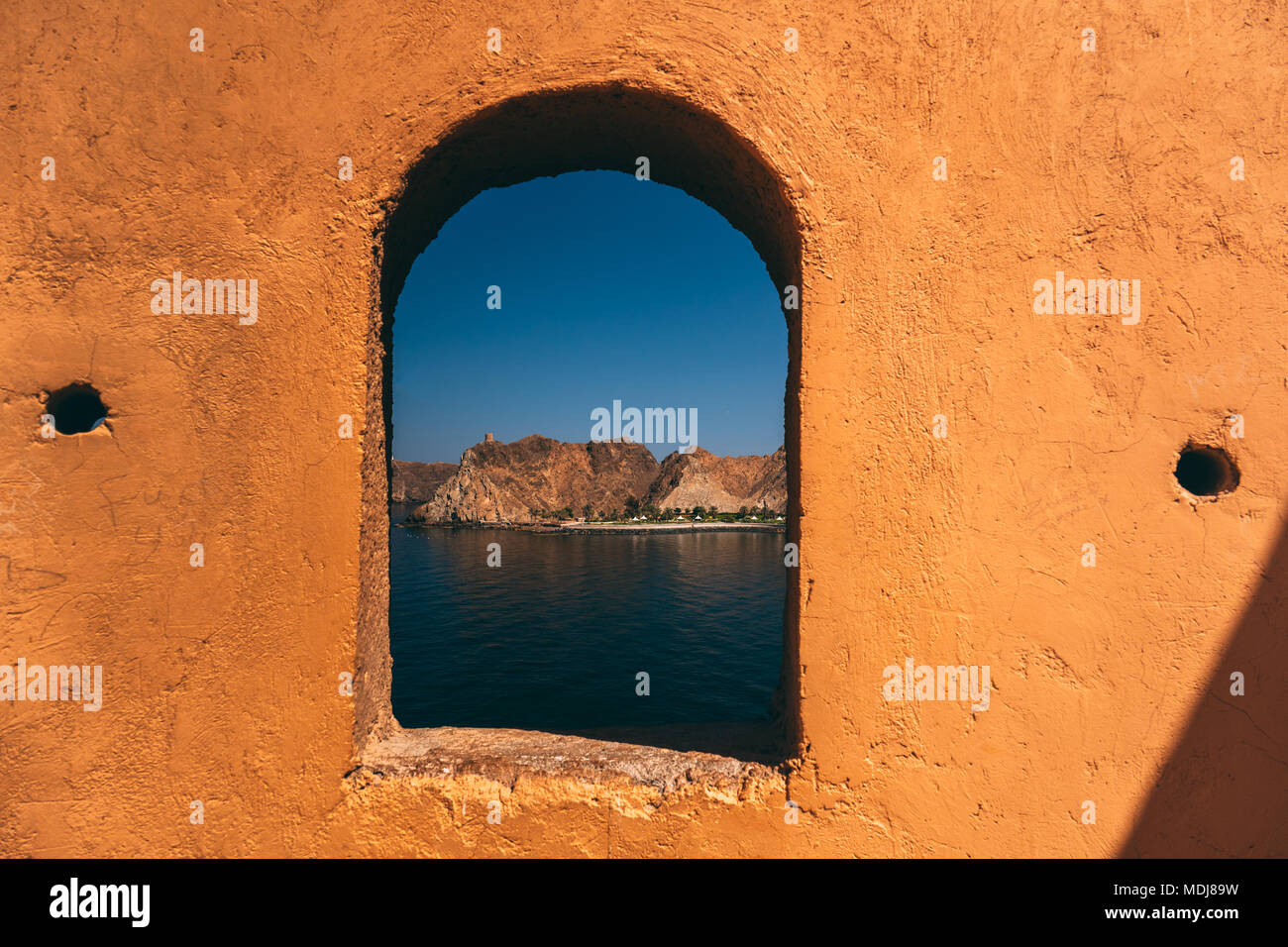 Defense tower along the corniche in Muscat, Oman Stock Photo - Alamy