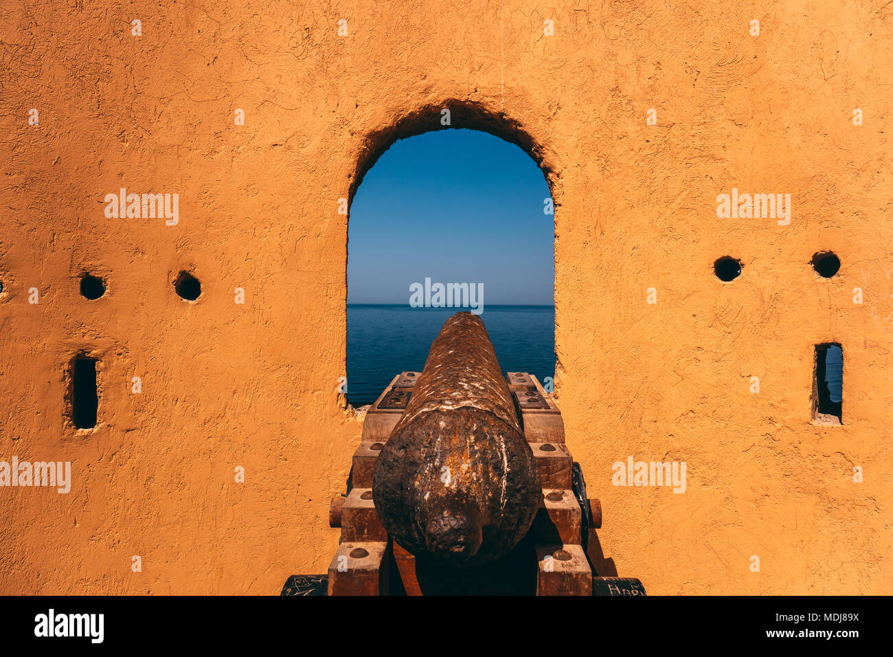 Defense tower along the corniche in Muscat, Oman Stock Photo - Alamy