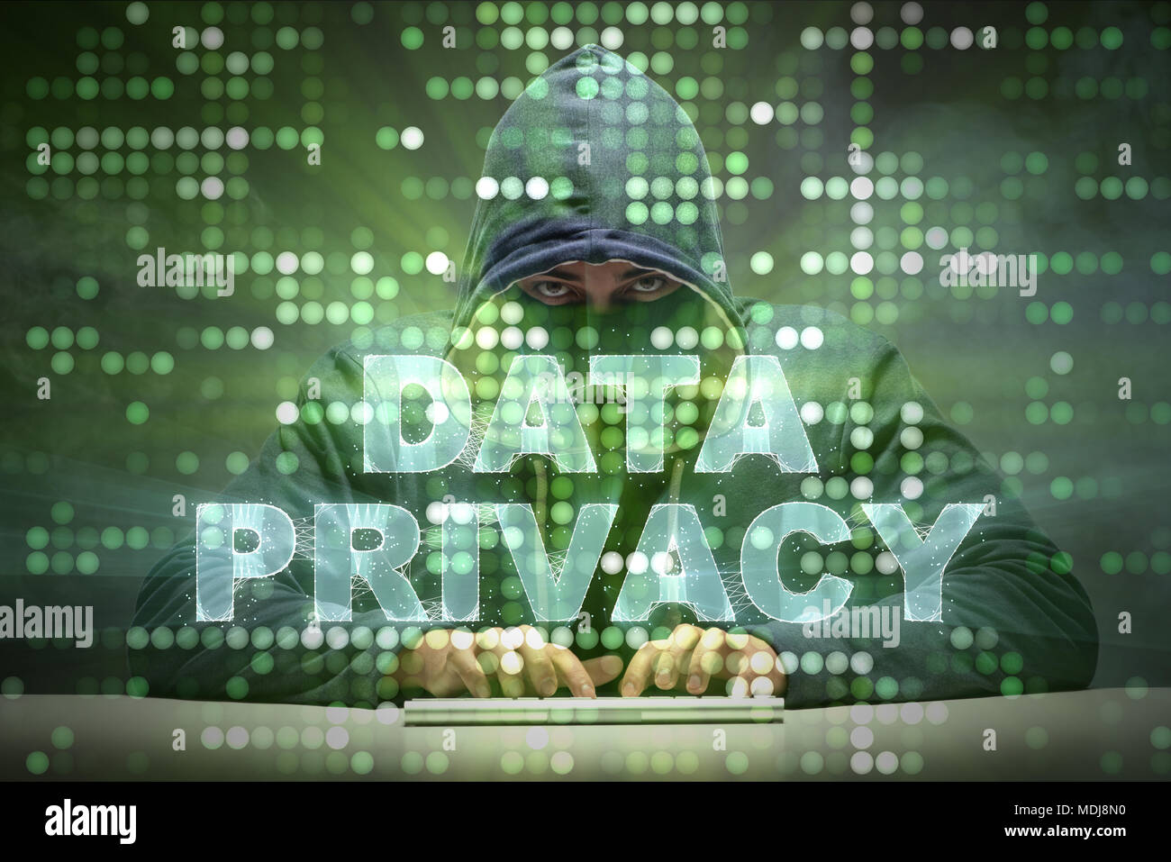 Data privacy concept with hacker stealing personal information Stock ...