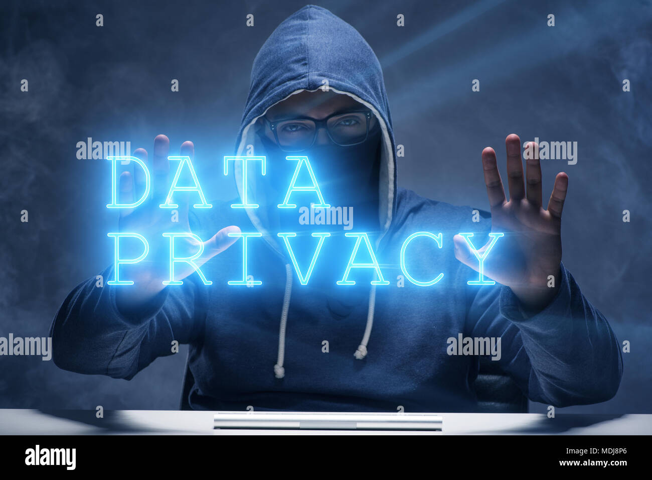 Data privacy concept with hacker stealing personal information Stock ...