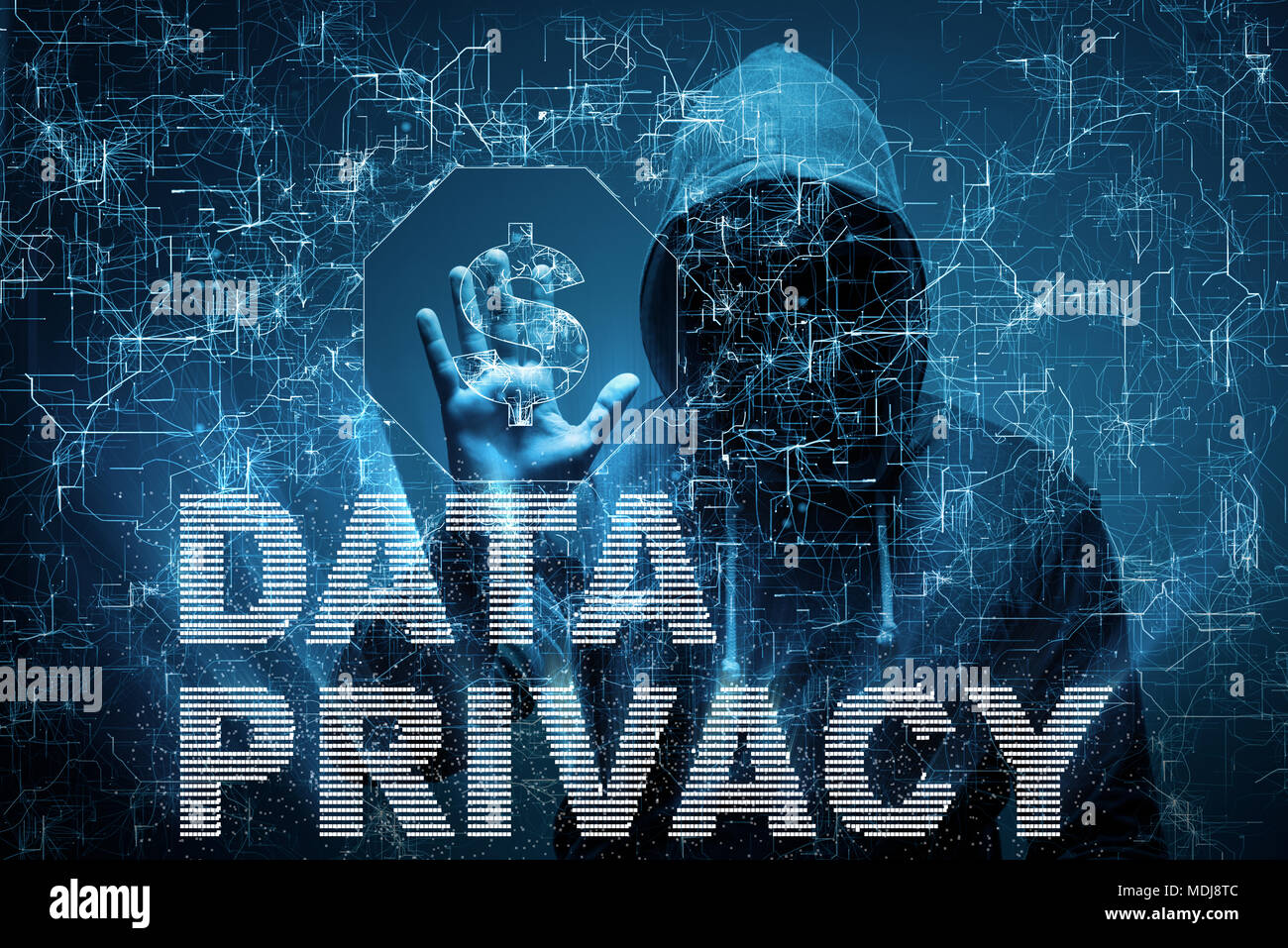 Data Privacy Concept With Hacker Stealing Personal Information Stock