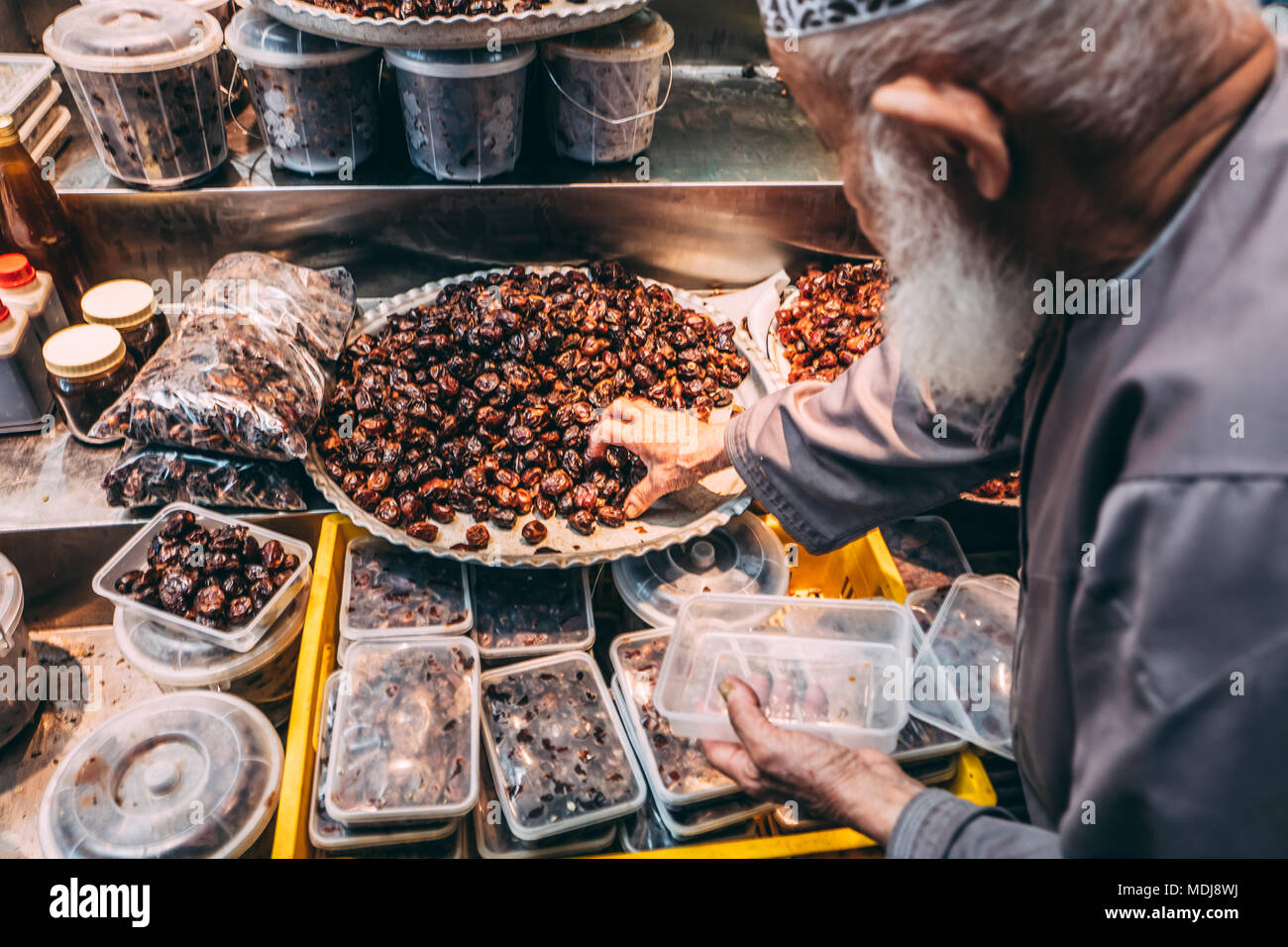 Selling fresh date fruits at the local market in Muscat, Oman Stock ...