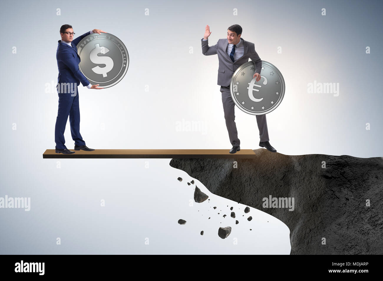 Interdependency concept with two currencies Stock Photo - Alamy