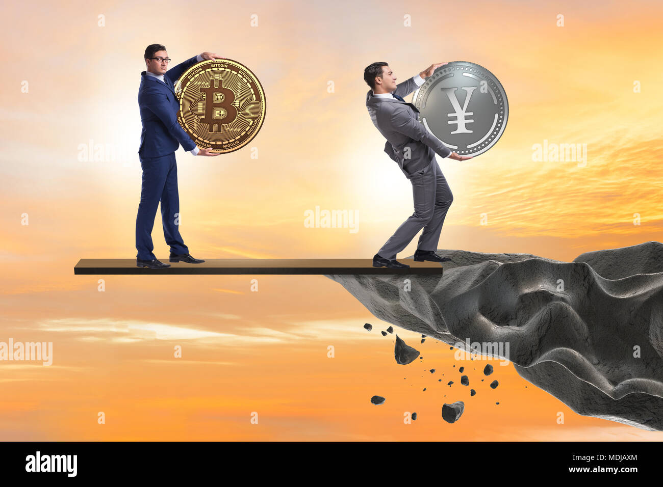 Interdependency concept with two currencies Stock Photo - Alamy