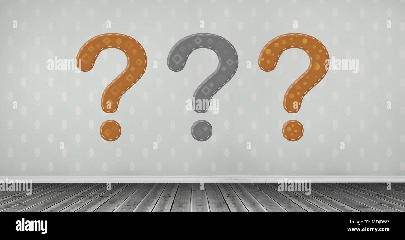 stitched question marks on wall Stock Photo - Alamy