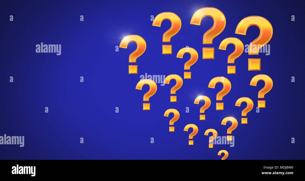 gold question marks with blue background Stock Photo - Alamy