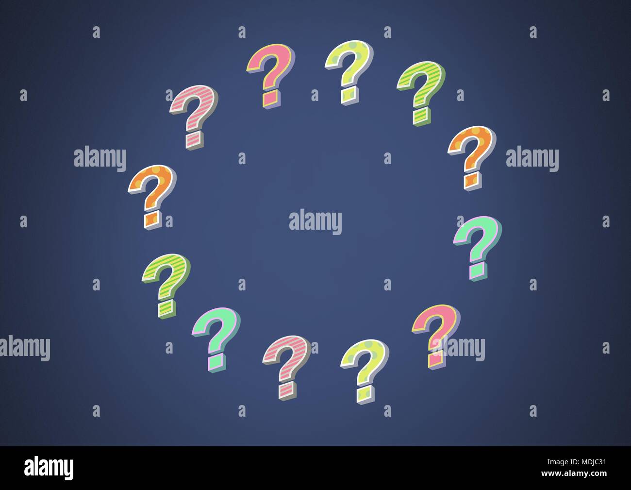 colorful funky question marks in circle Stock Photo - Alamy