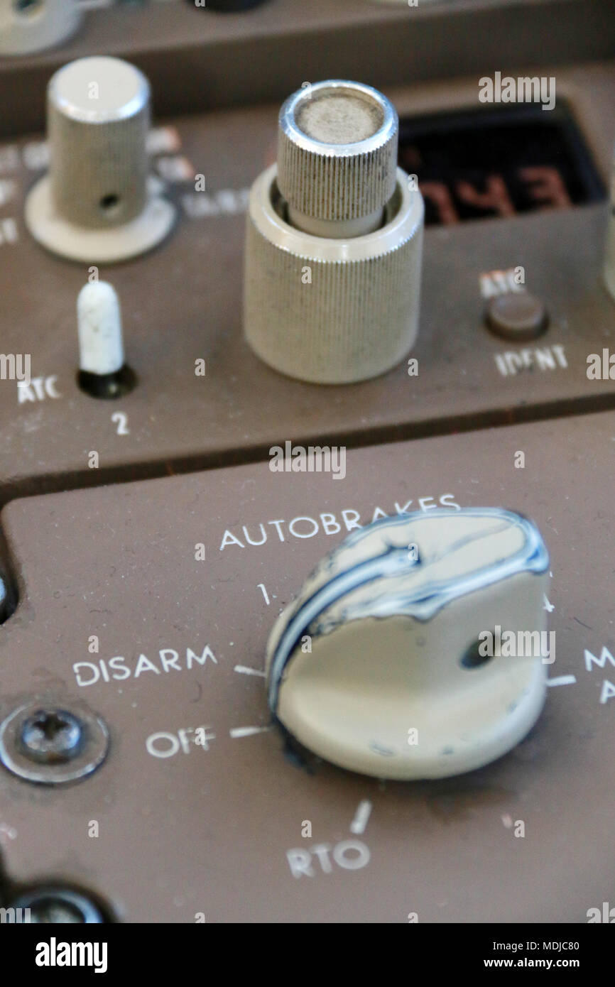 Autobrakes Control on the Flight Deck of a Boeing 747-400 Stock Photo ...