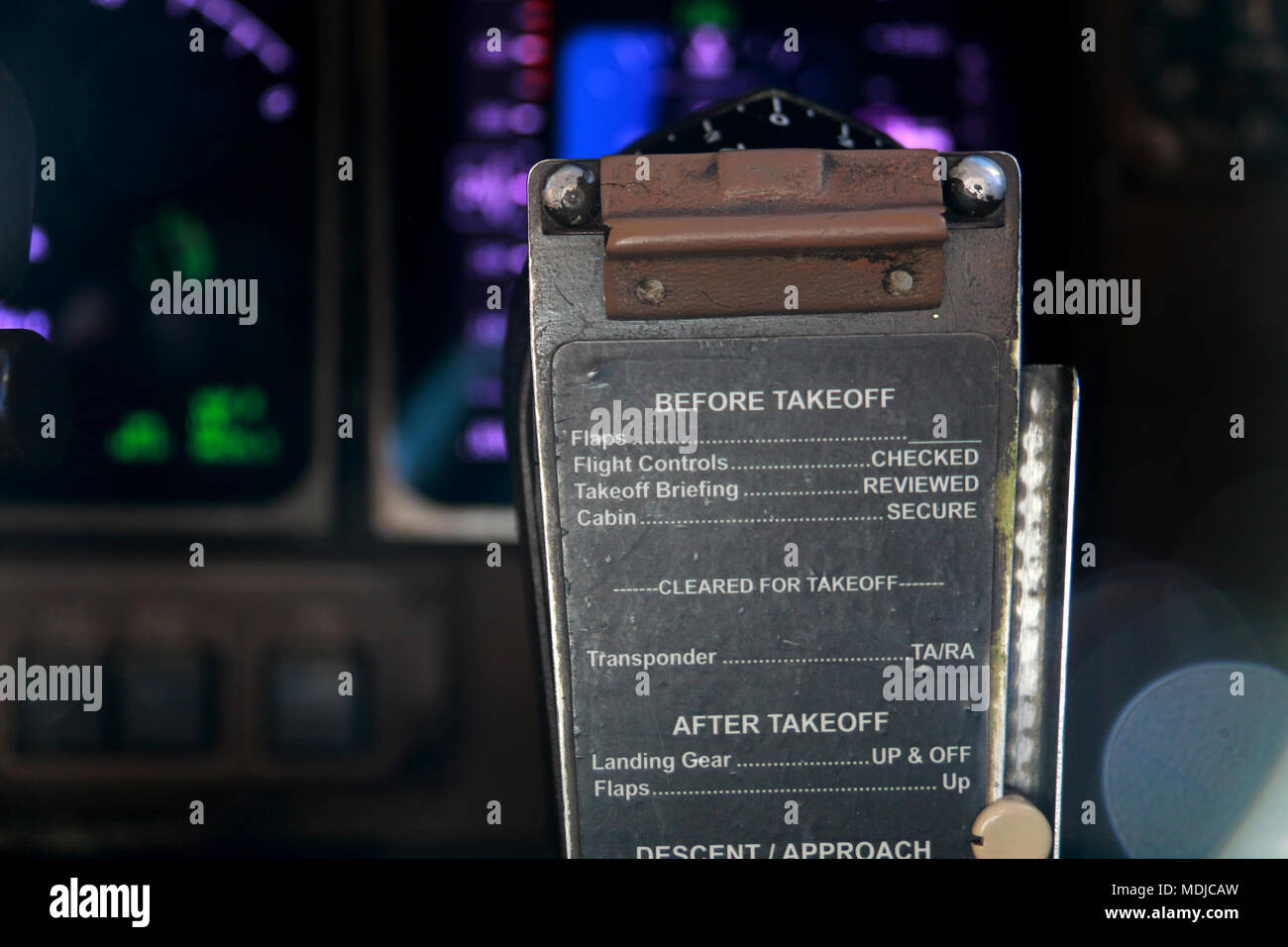 Checklist on the Flight Deck of a Boeing 747-400 Stock Photo: 180499057 ...