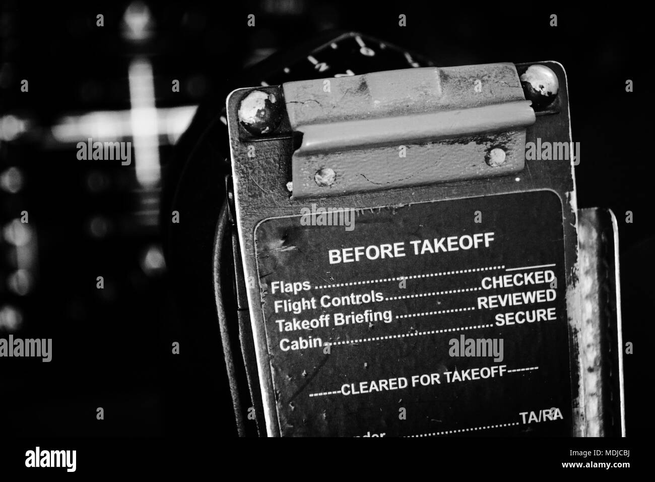 Old-fashioned Pilot's Check List on the Flight Deck of a Boeing 747-400 ...