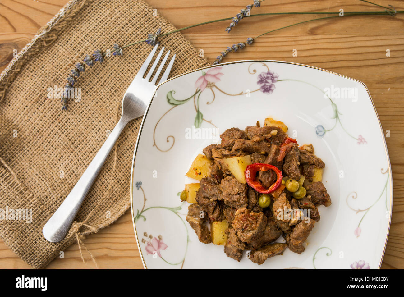 turkish tas kebab with cube / cubed meat kebap Stock Photo - Alamy