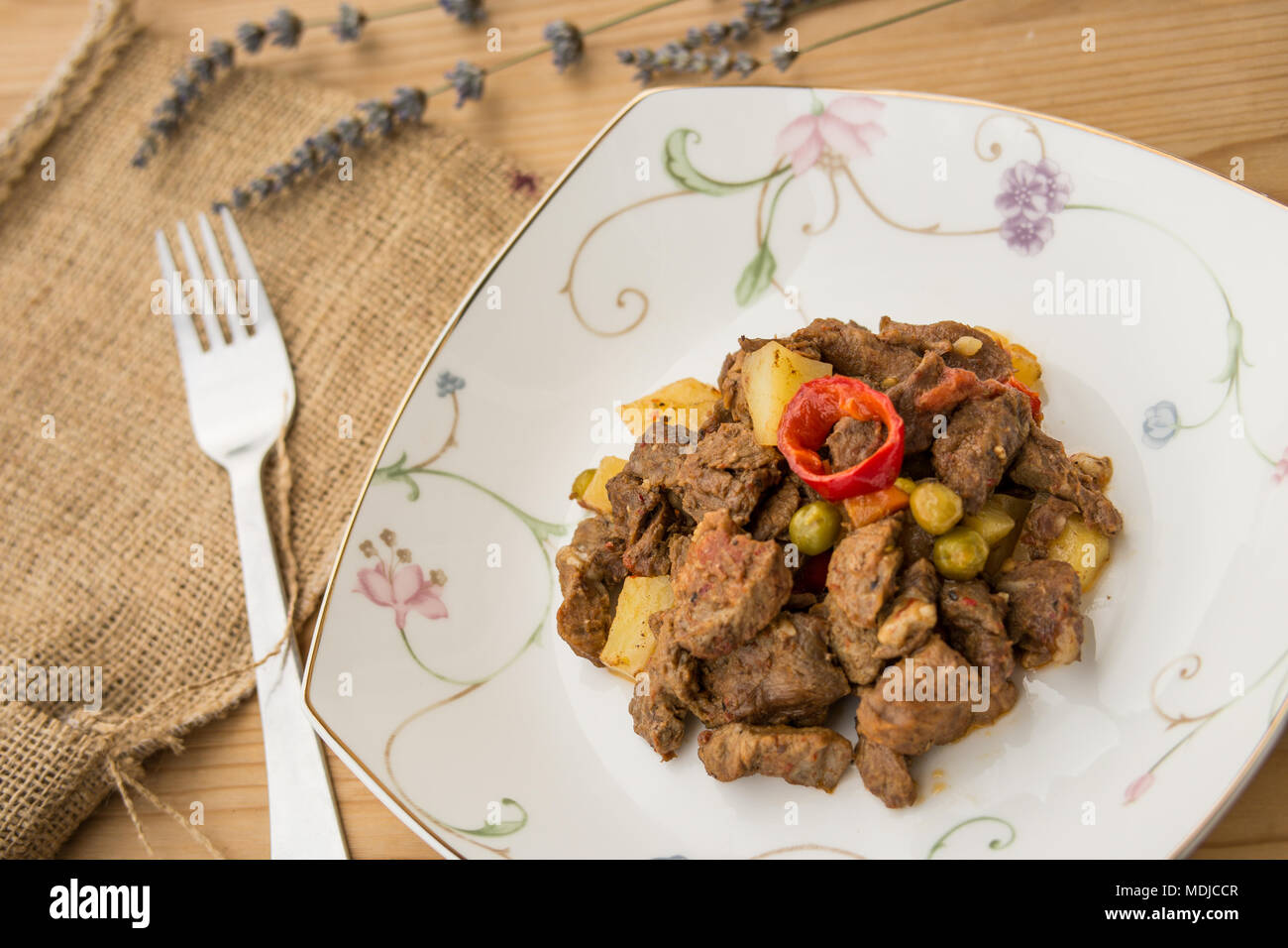turkish tas kebab with cube / cubed meat kebap Stock Photo - Alamy