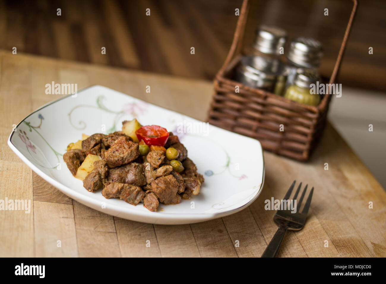 turkish tas kebab with cube / cubed meat kebap Stock Photo - Alamy