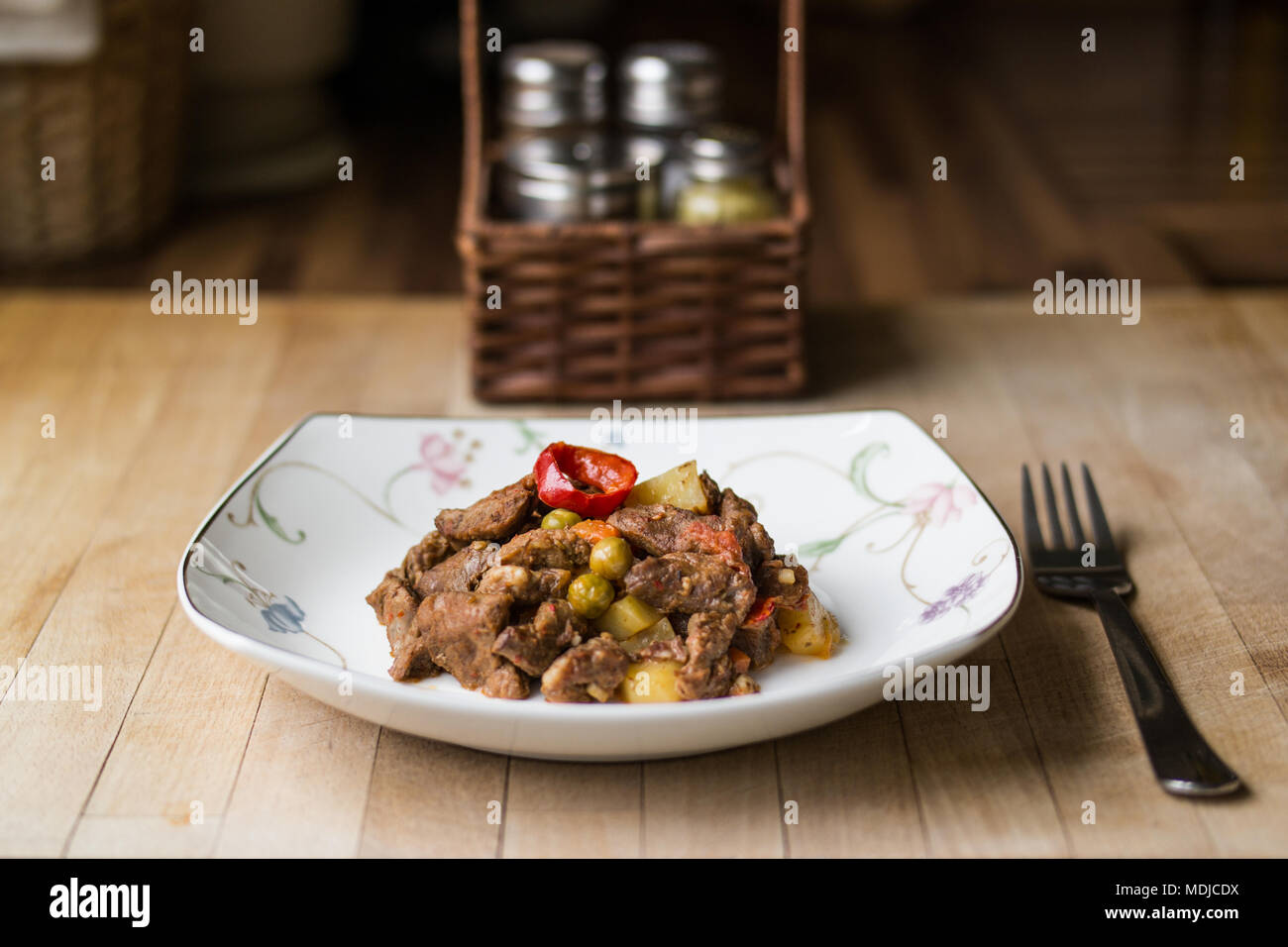 turkish tas kebab with cube / cubed meat kebap Stock Photo - Alamy