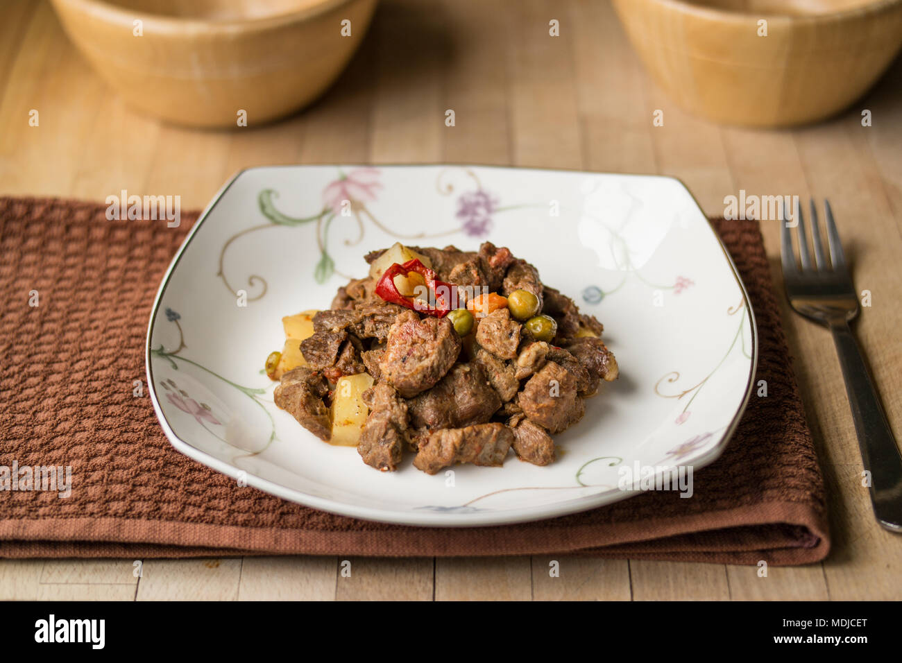turkish tas kebab with cube / cubed meat kebap Stock Photo - Alamy