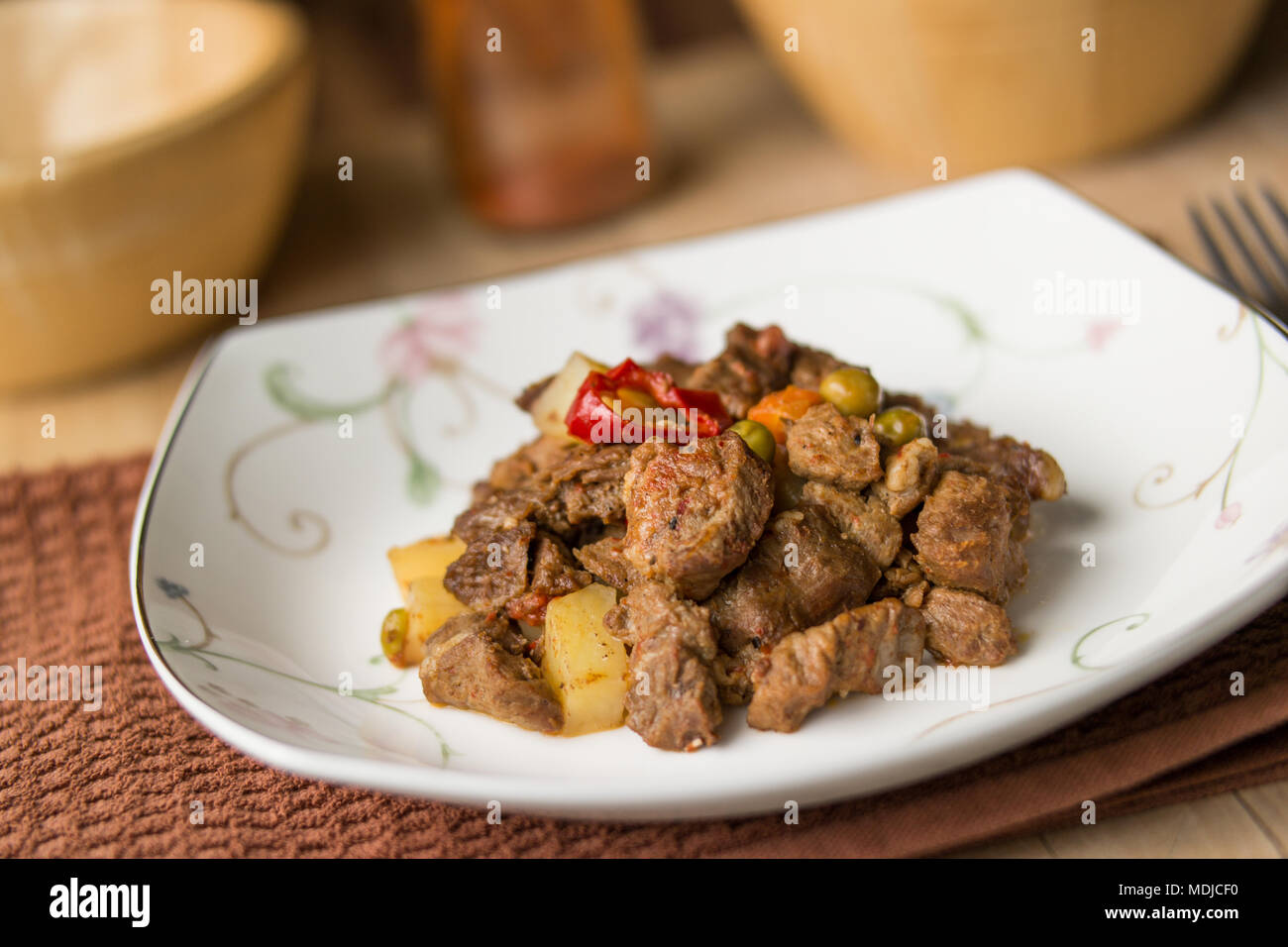 turkish tas kebab with cube / cubed meat kebap Stock Photo - Alamy