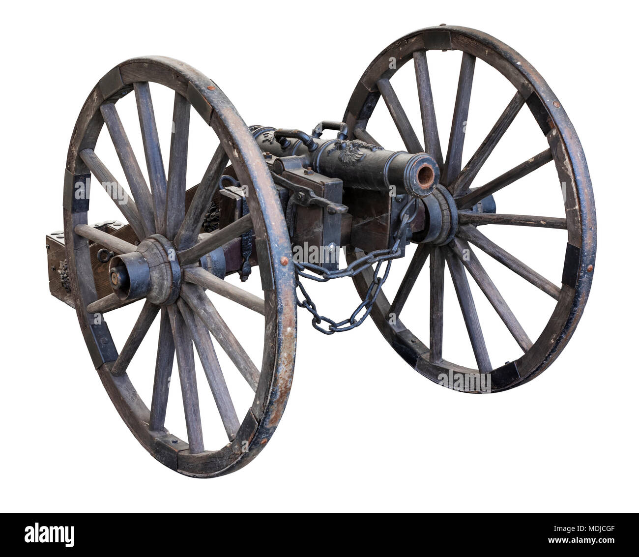 Small old cannon isolated on white background Stock Photo - Alamy