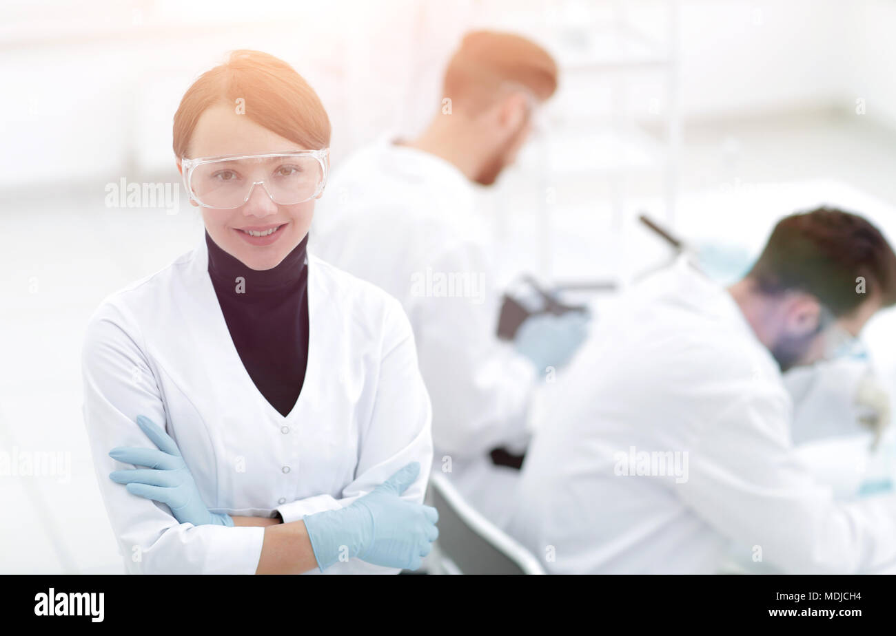 portrait of scientist in laboratory background Stock Photo - Alamy