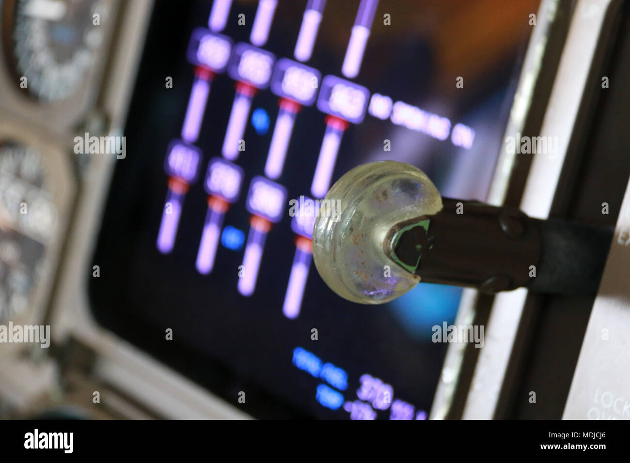 Gear Lever Handle on a Flight Deck of a Boeing 747-400 Stock Photo - Alamy