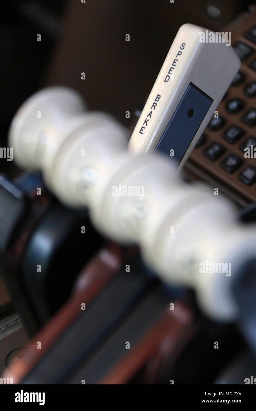 Speed Brake Handle on a Boeing 747-400 Flight Deck Stock Photo - Alamy