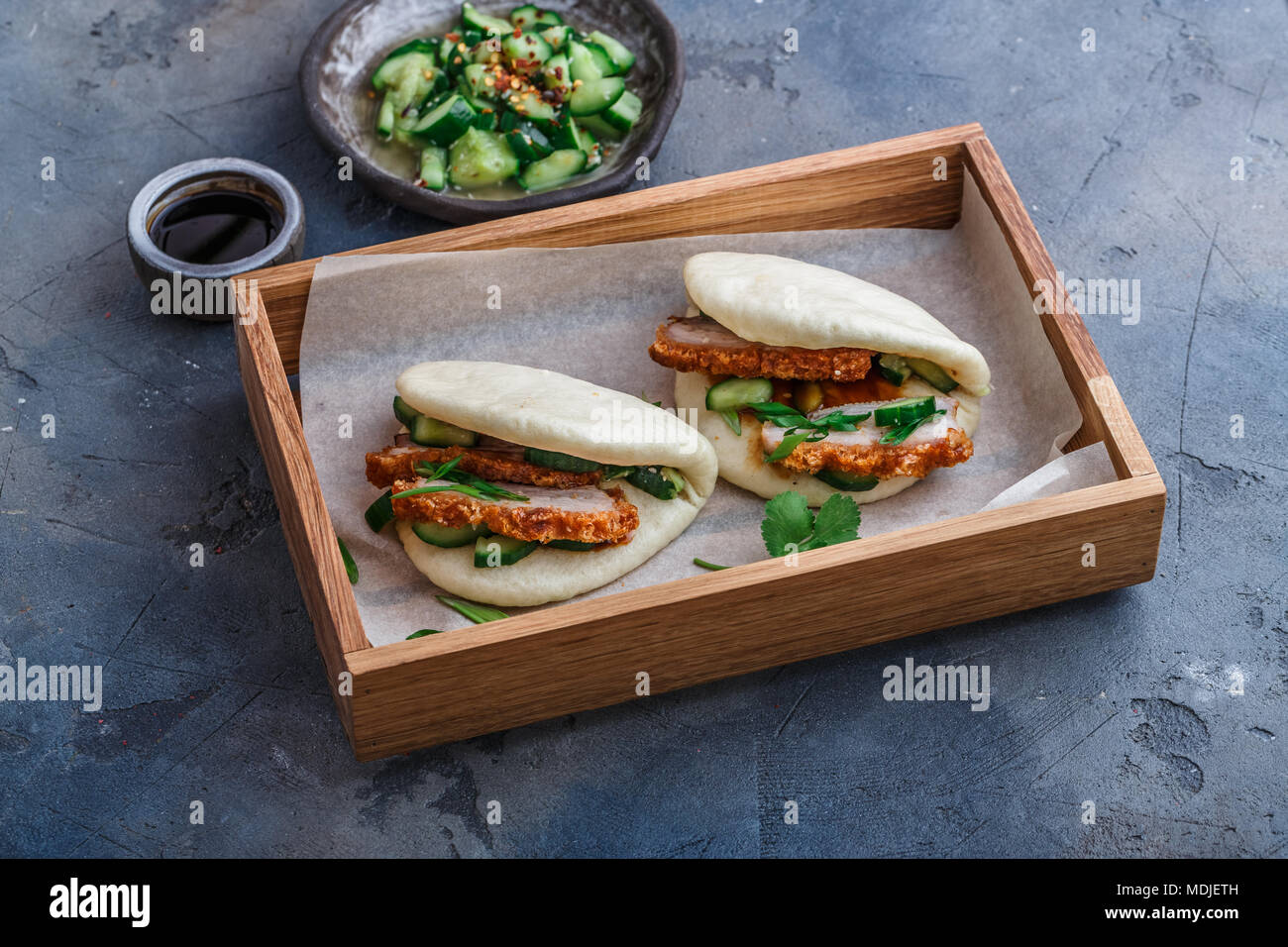 Bao bun with pork belly, steamed sandwich, gua bao Stock Photo - Alamy