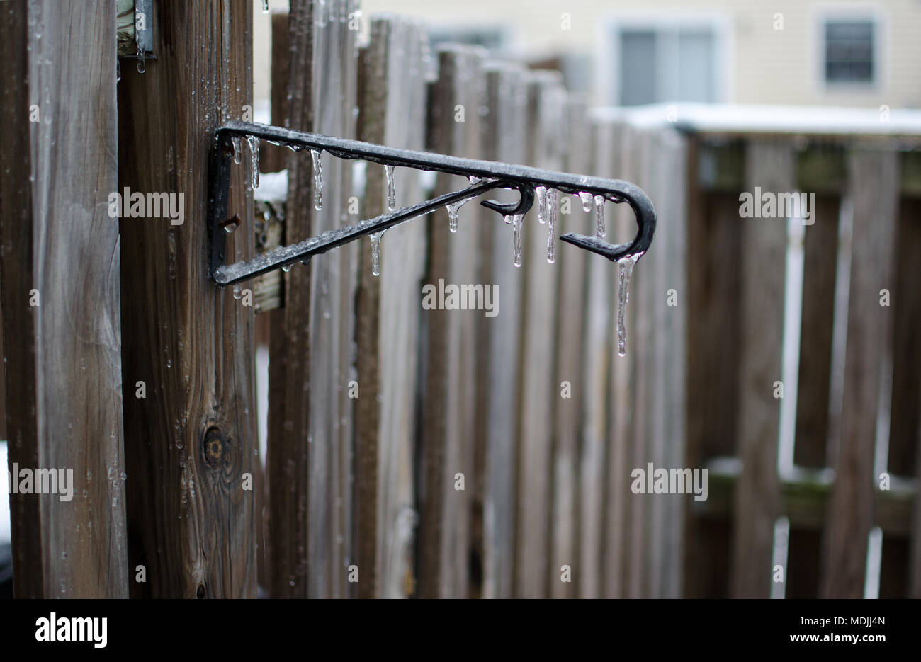 Frozen hook in winter Stock Photo - Alamy
