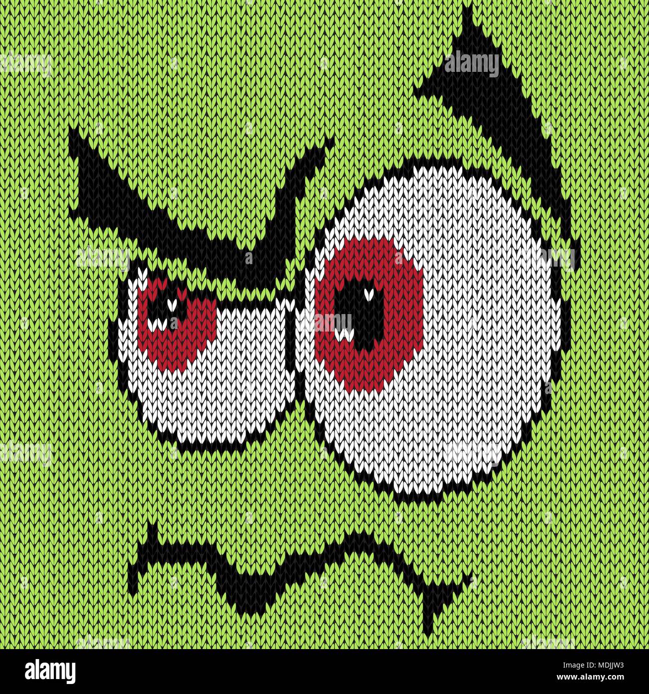 Frowning grimace, knitting vector pattern as a fabric texture Stock ...