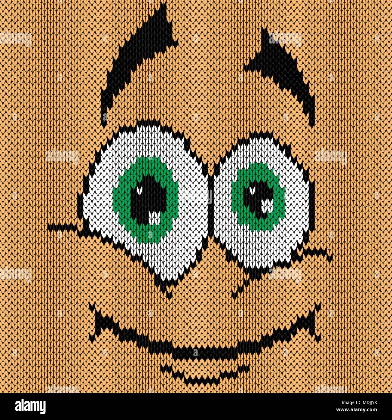 Happy joyful grimace, knitting vector pattern as a fabric texture Stock ...
