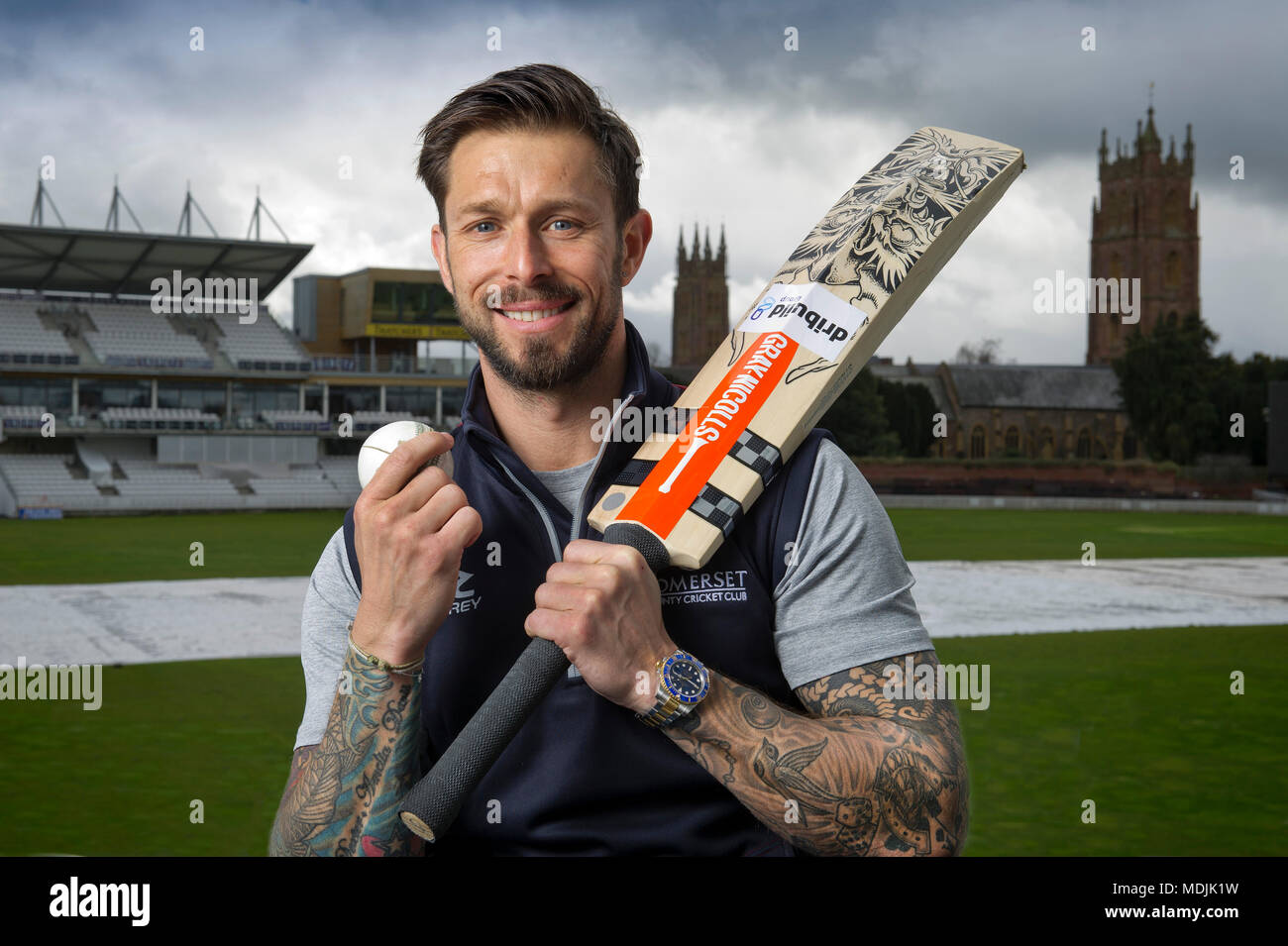 Cricketer Peter Trego of Somerset CCC at the Taunton ground Stock Photo ...
