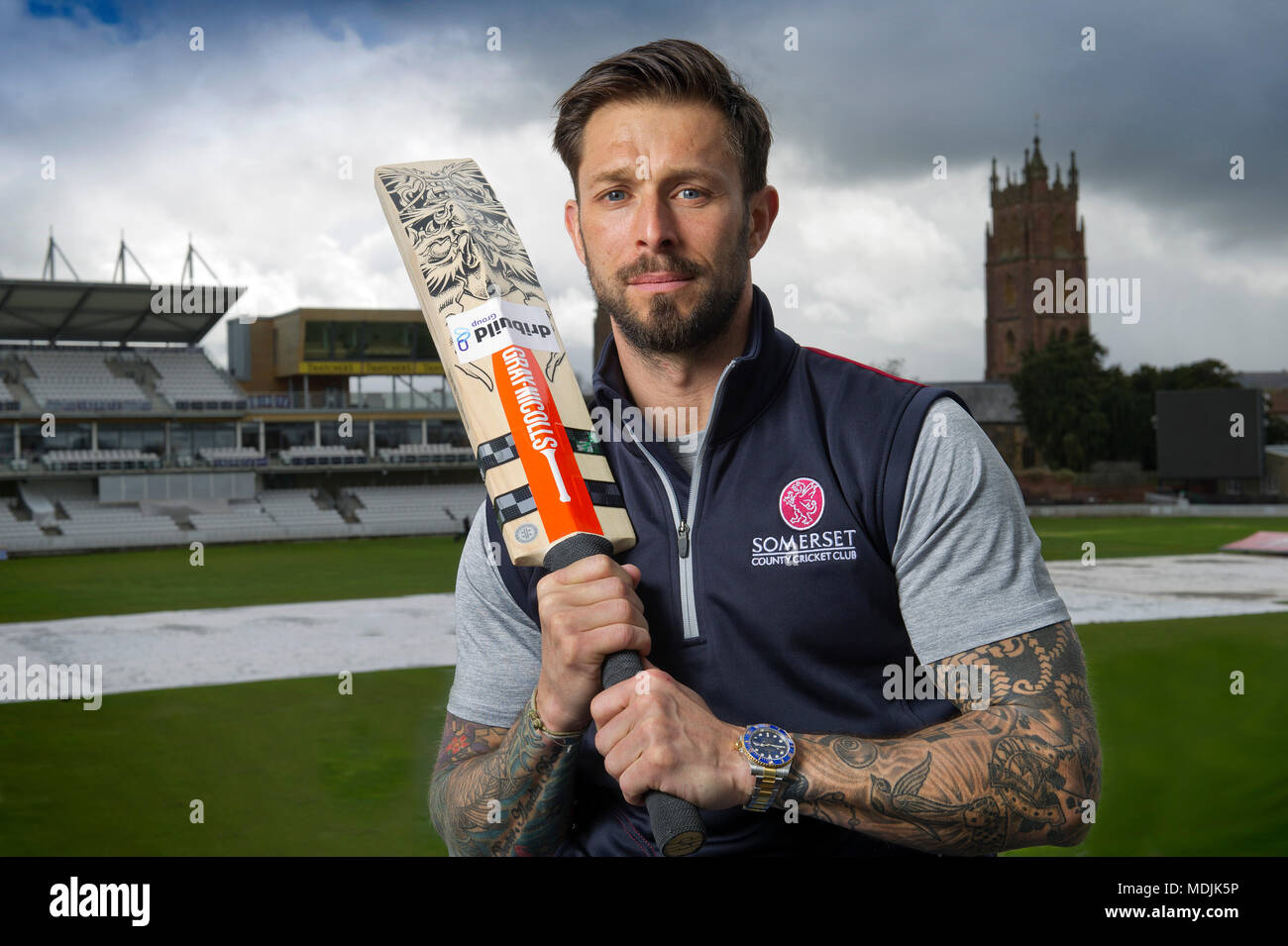 Cricketer Peter Trego of Somerset CCC at the Taunton ground Stock Photo ...
