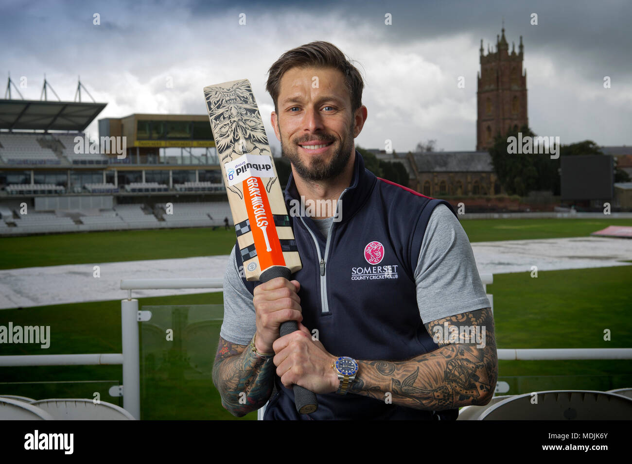 Cricketer Peter Trego of Somerset CCC at the Taunton ground Stock Photo ...