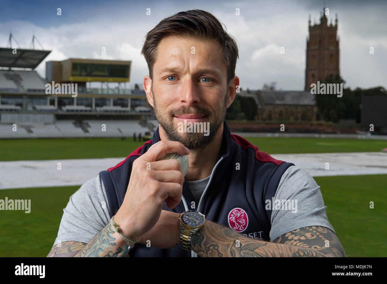 Cricketer Peter Trego of Somerset CCC at the Taunton ground Stock Photo ...