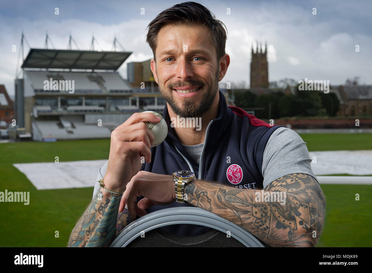 Cricketer Peter Trego of Somerset CCC at the Taunton ground Stock Photo ...