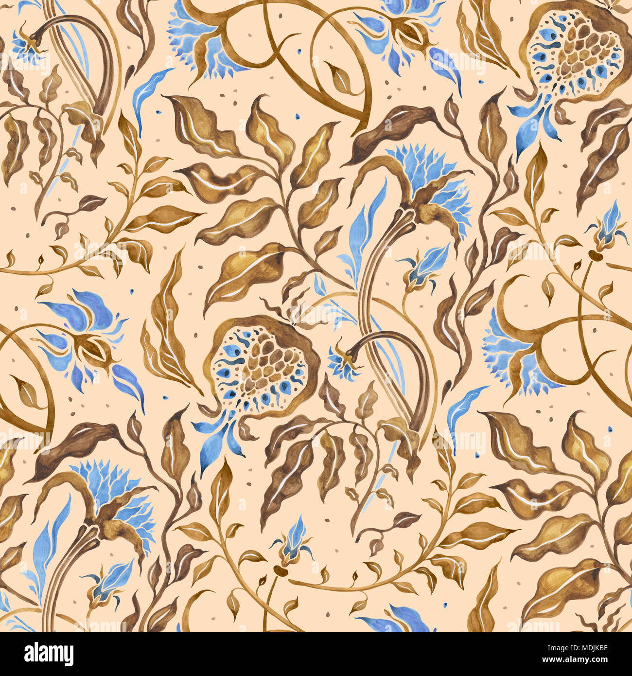 Hand Drawn seamless pattern of Abstract Flowers Stock Photo - Alamy