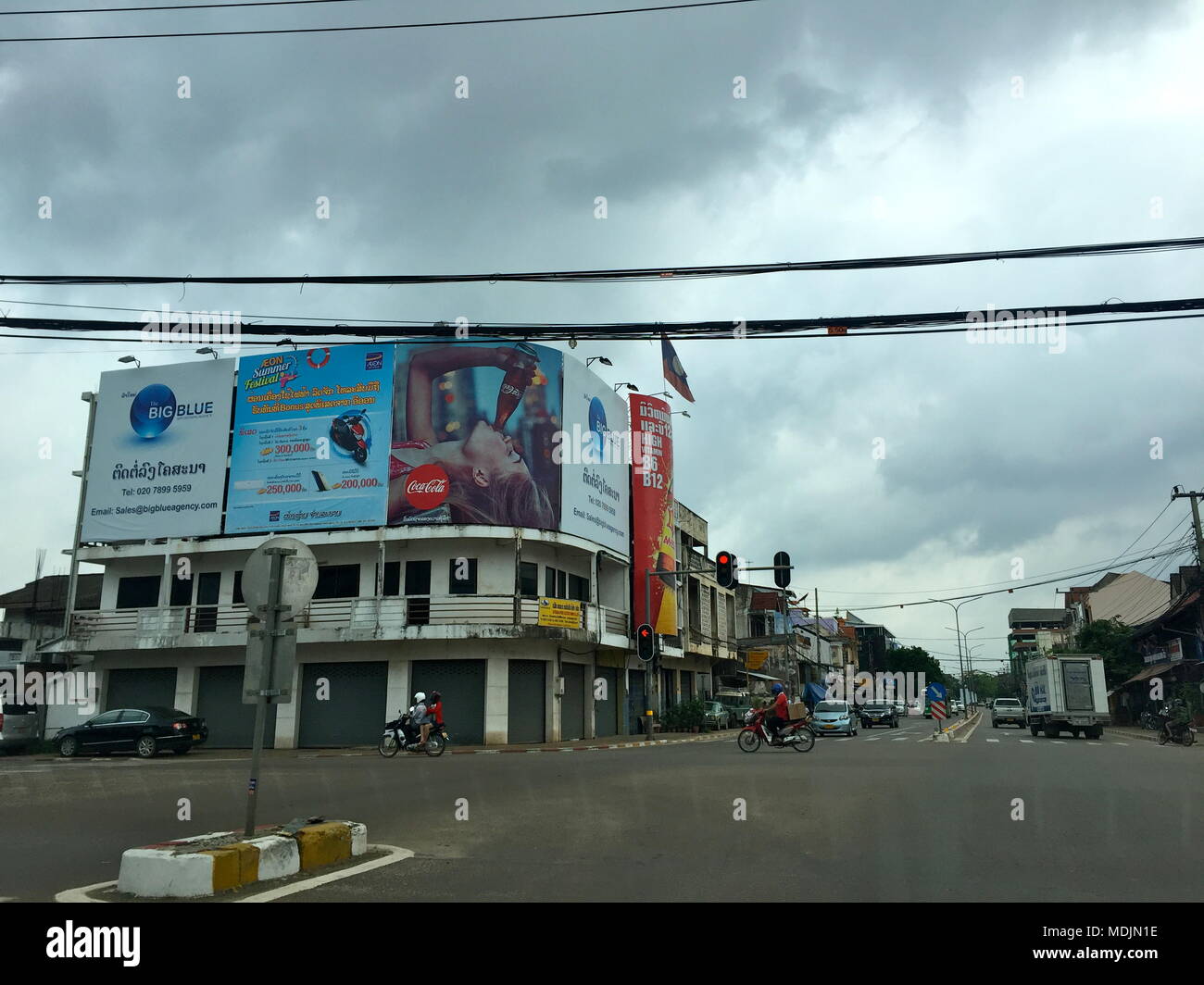 Western Coca Cola billboards in downtown Vientiane, Laos, 2016 Stock ...
