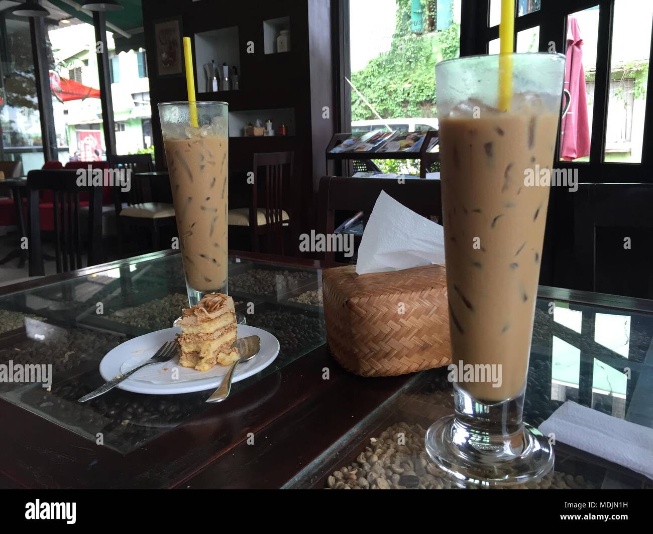 Sinouk coffee shop, iced coffees. Vientiane, Laos, 2016 Stock Photo - Alamy