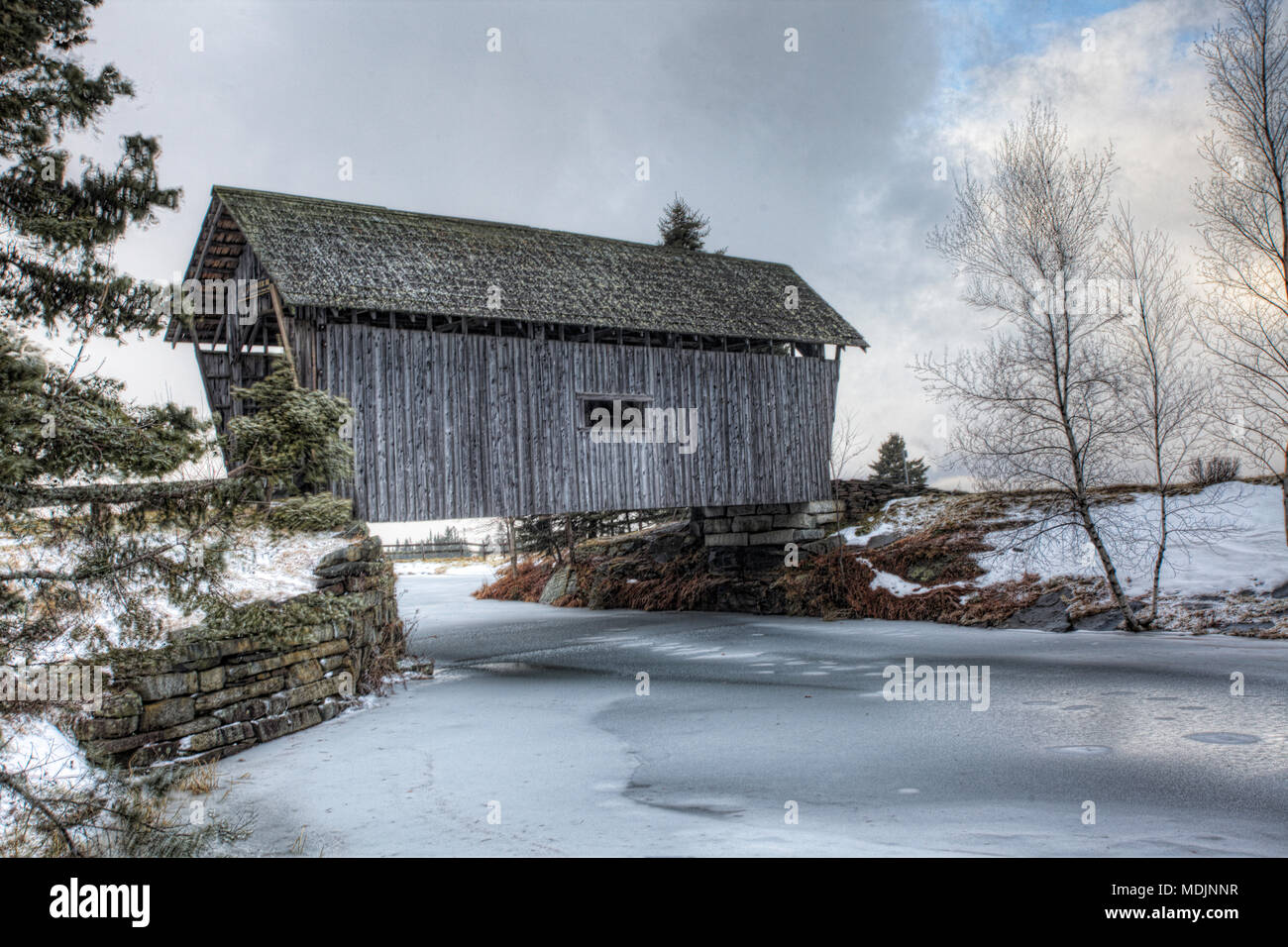 The AM Foster Covered Bridge in Vermont Stock Photo - Alamy