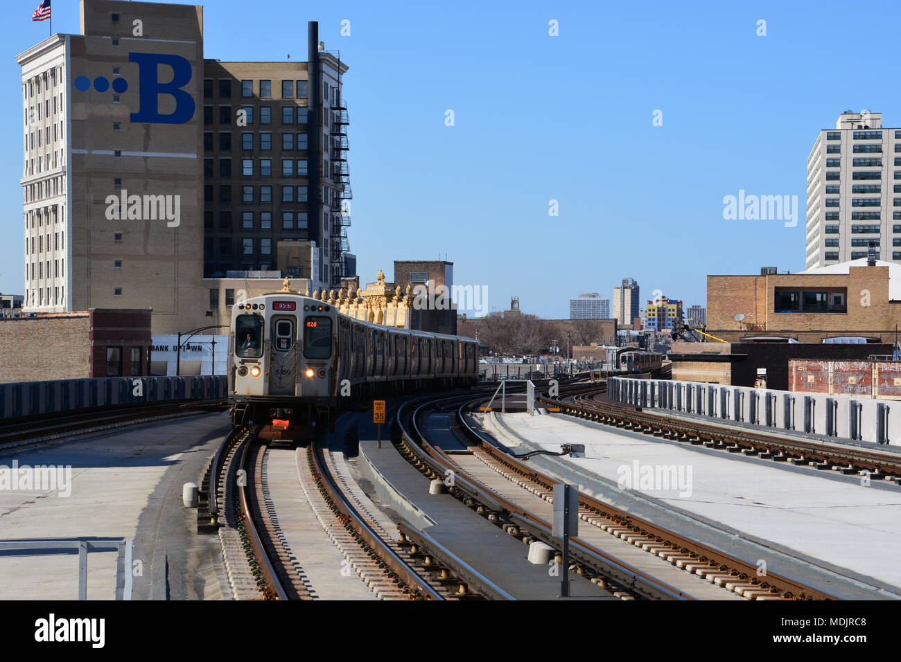 An inbound red line L train approaches the Wilson stop in Chicago's ...