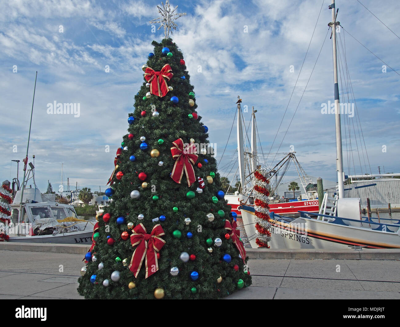 Christmas tree in the center of town in Tarpon Springs, Florida, USA ...